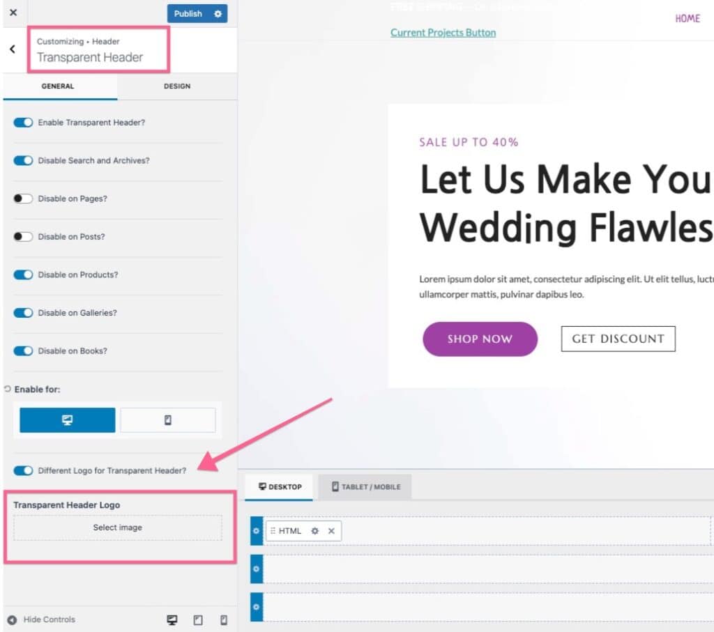 How to Use a Transparent Header - Kadence WP Documentation
