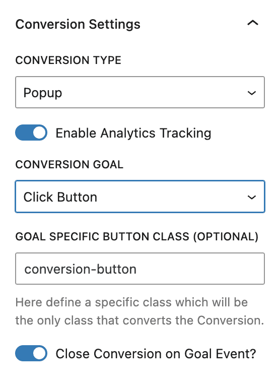 Conversion Settings - Kadence WP Documentation