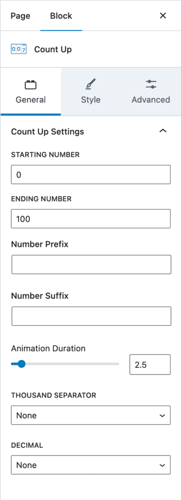 Count Up Block - Kadence WP Documentation