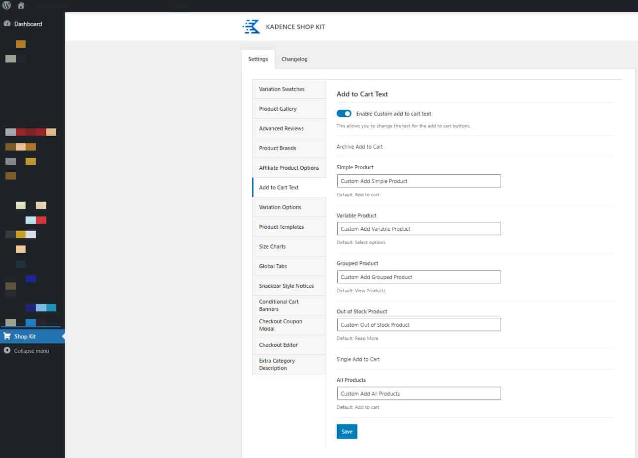 Enable Custom Add To Cart Text Kadence WP Documentation