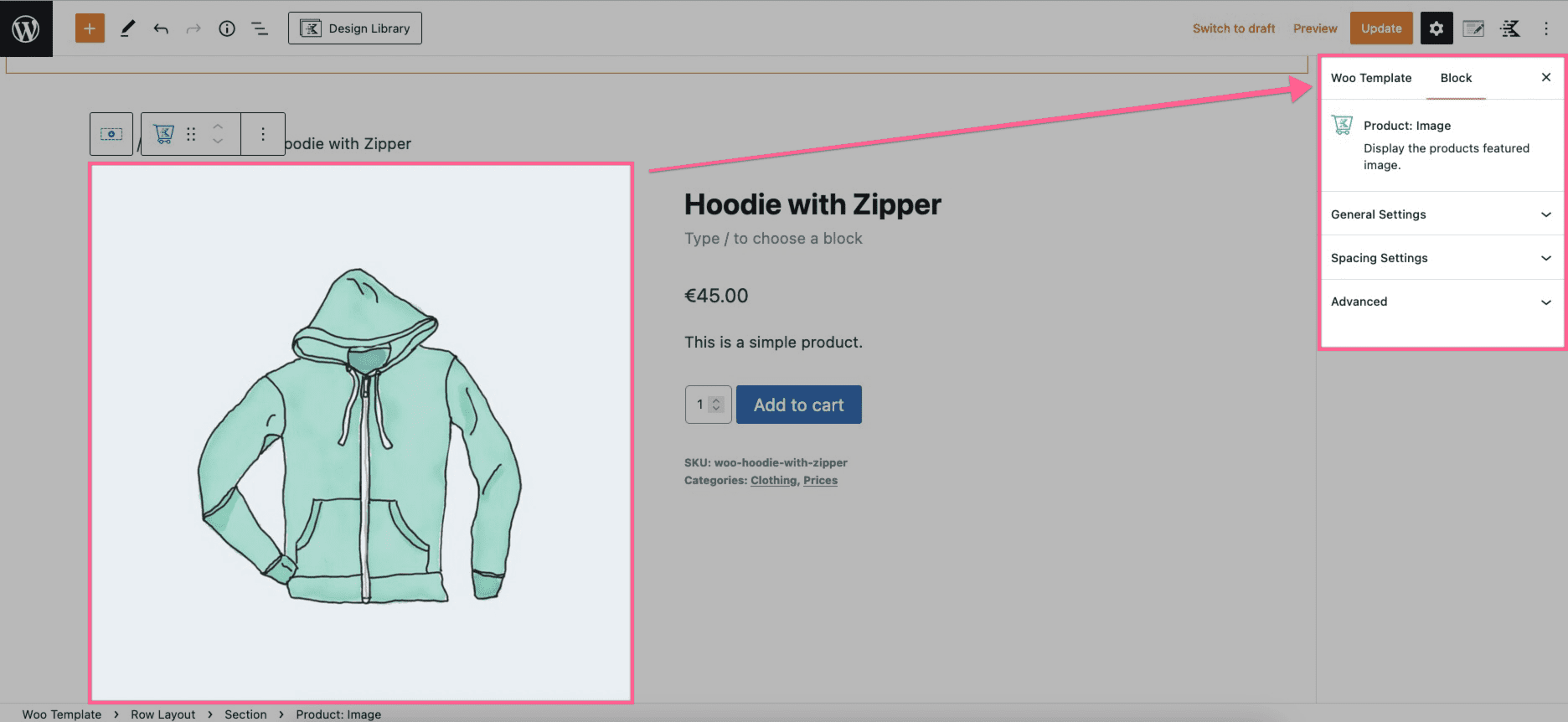 Woo Template Block - Product: Image - Kadence WP Documentation