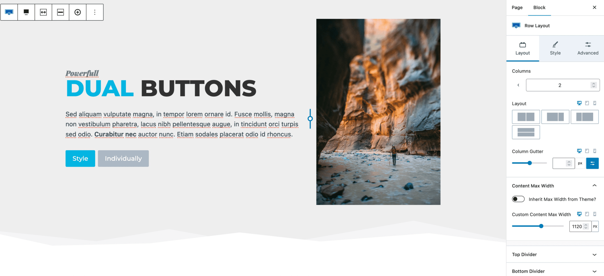 Row Layout Block - Kadence WP Documentation