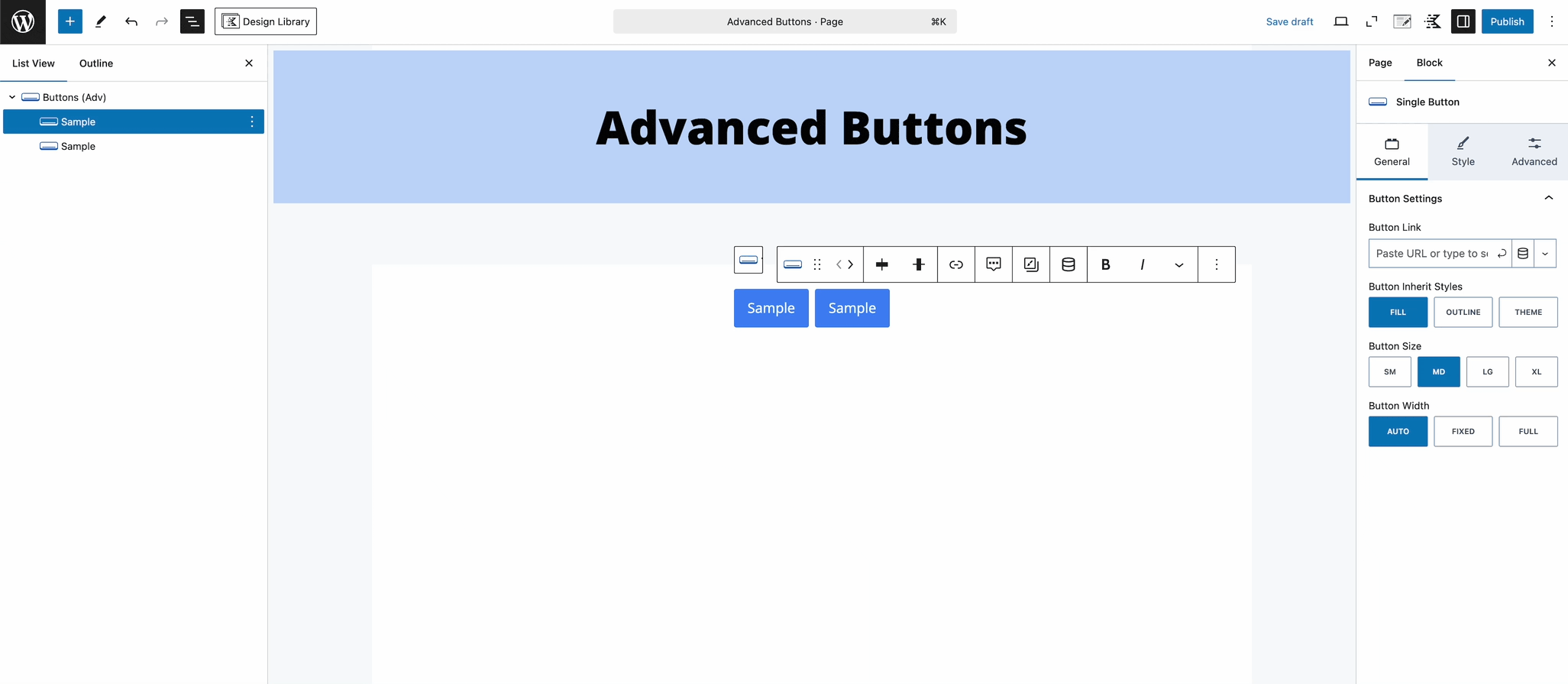 Buttons (Adv) Block - Kadence WP Documentation