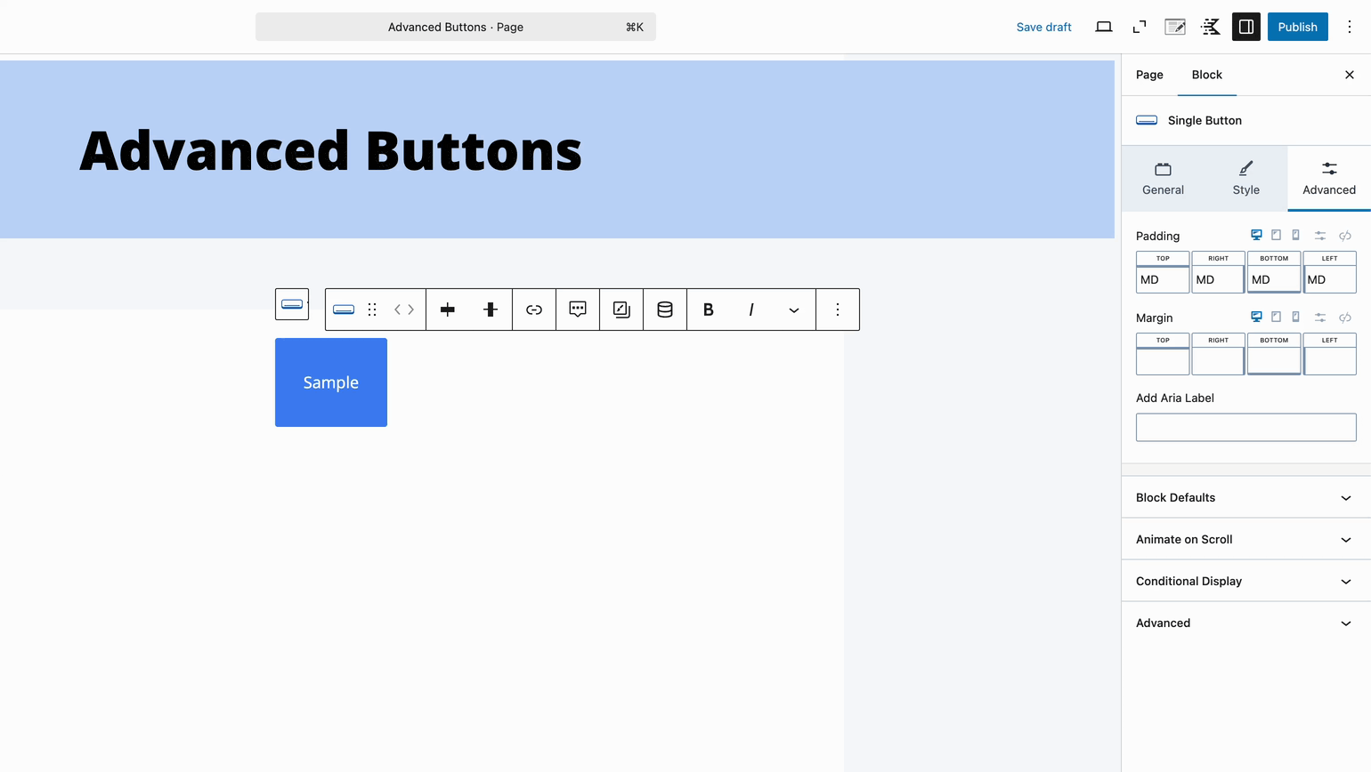 Buttons (Adv) Block - Kadence WP Documentation