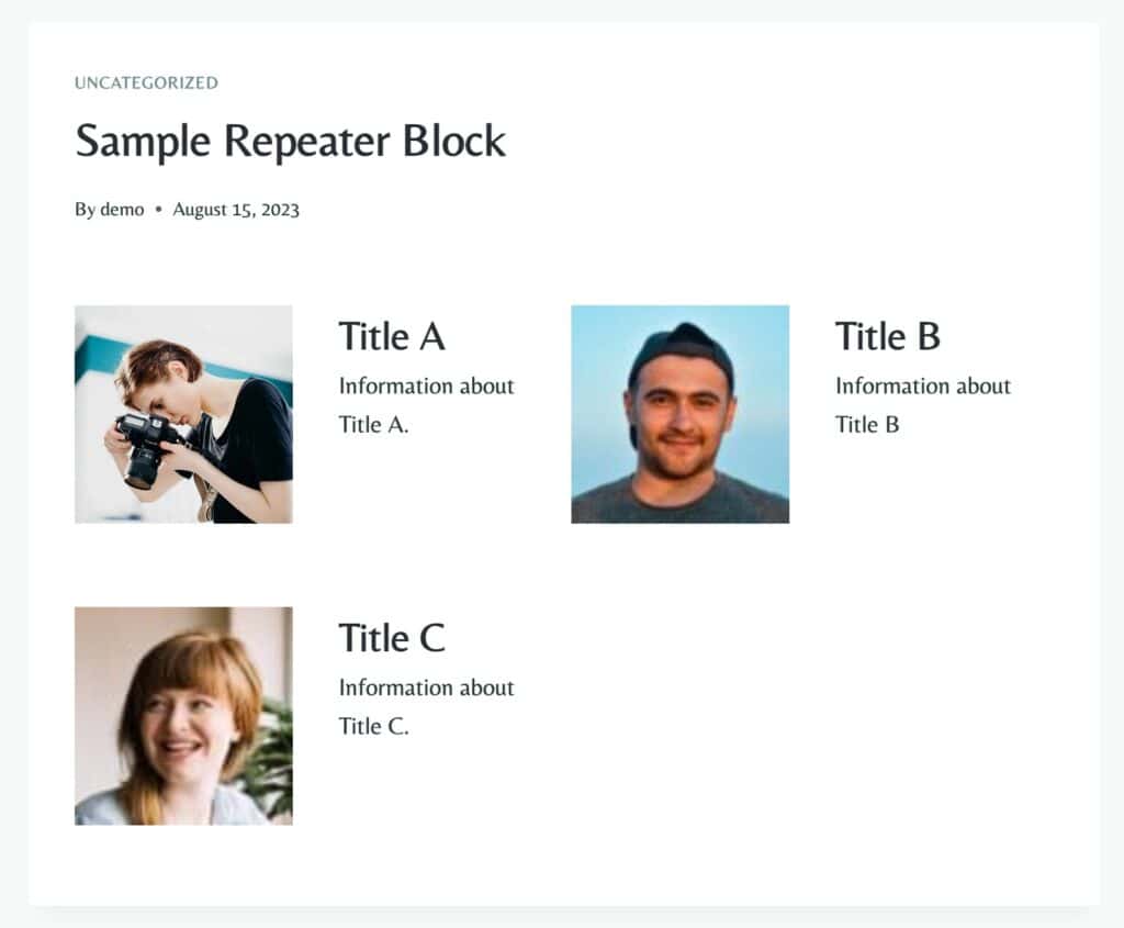 Repeater Block - Kadence WP Documentation