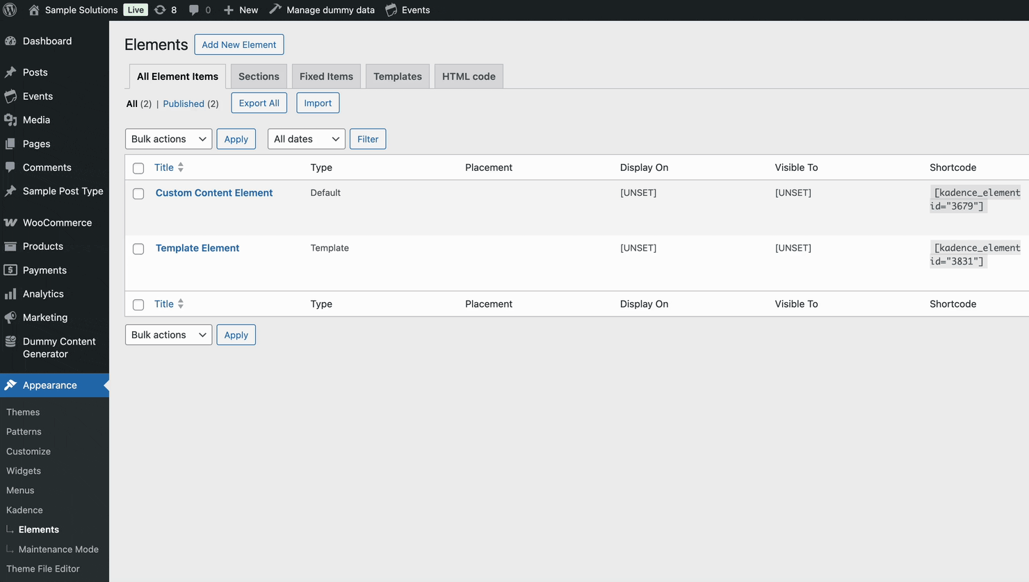 Importing/Exporting Kadence Elements - Kadence WP Documentation