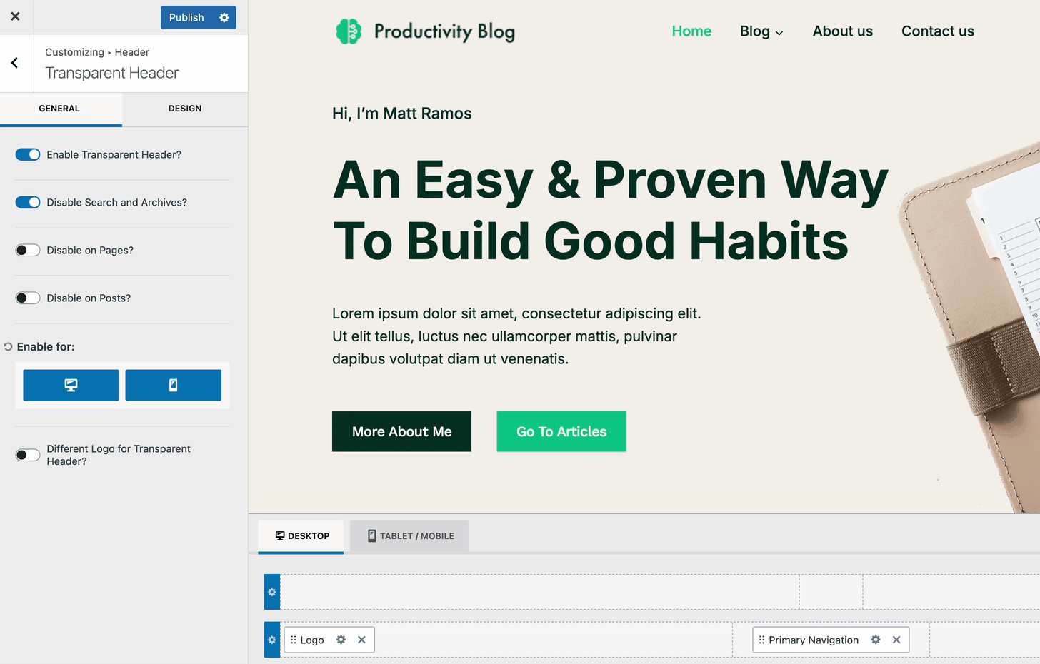 How to Customize the Kadence Header - Kadence WP Documentation