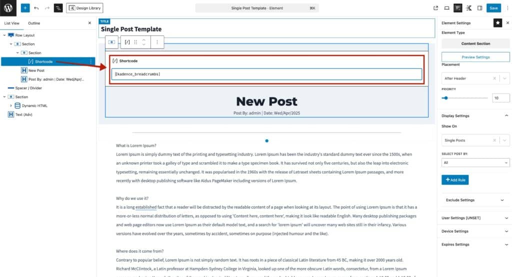 Adding Kadence Breadcrumbs To Hooked Elements - Kadence WP Documentation