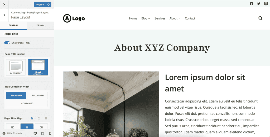 Page Layout Customizer Settings - Kadence WP Documentation