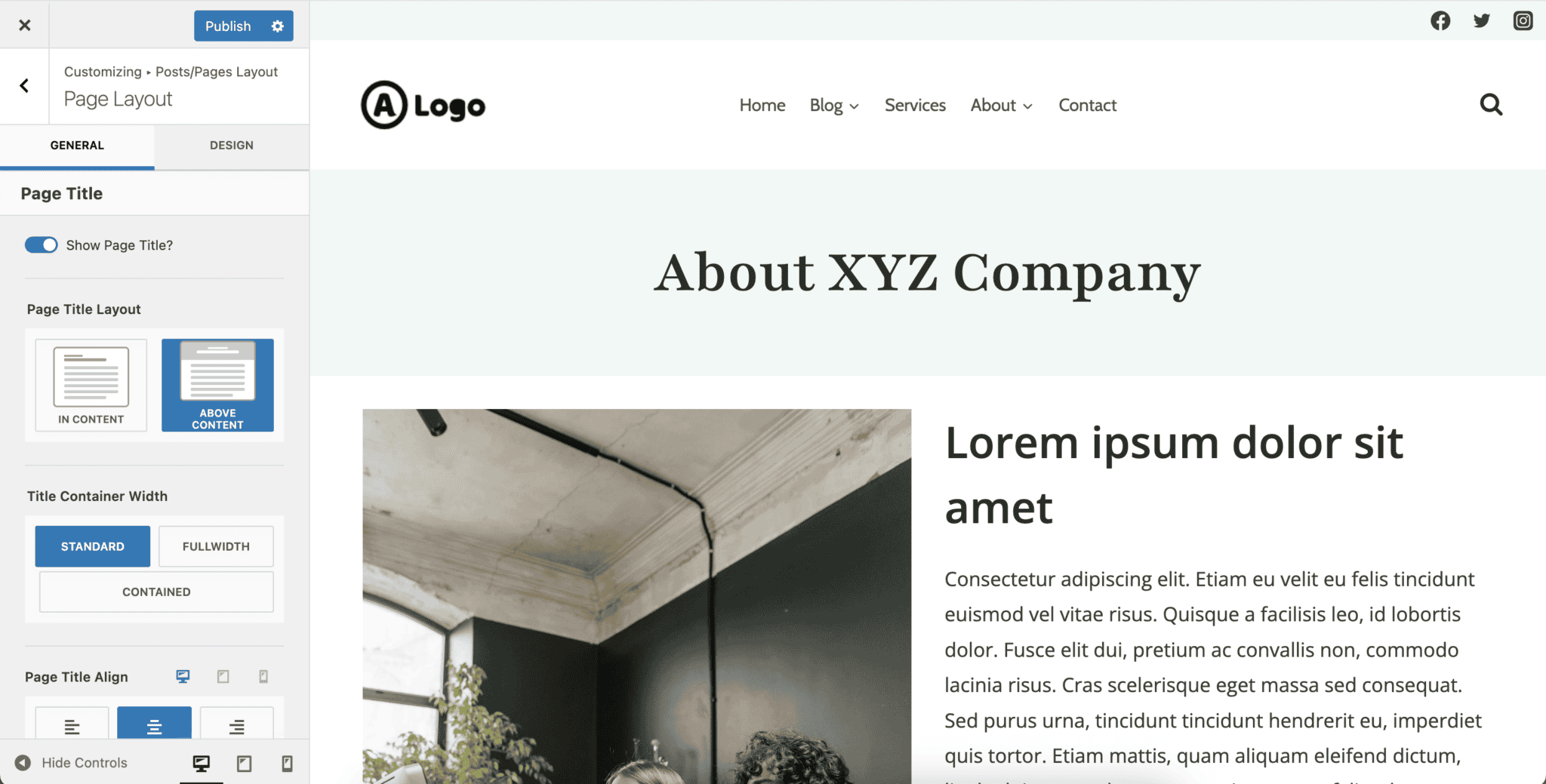 Page Layout Customizer Settings - Kadence WP Documentation