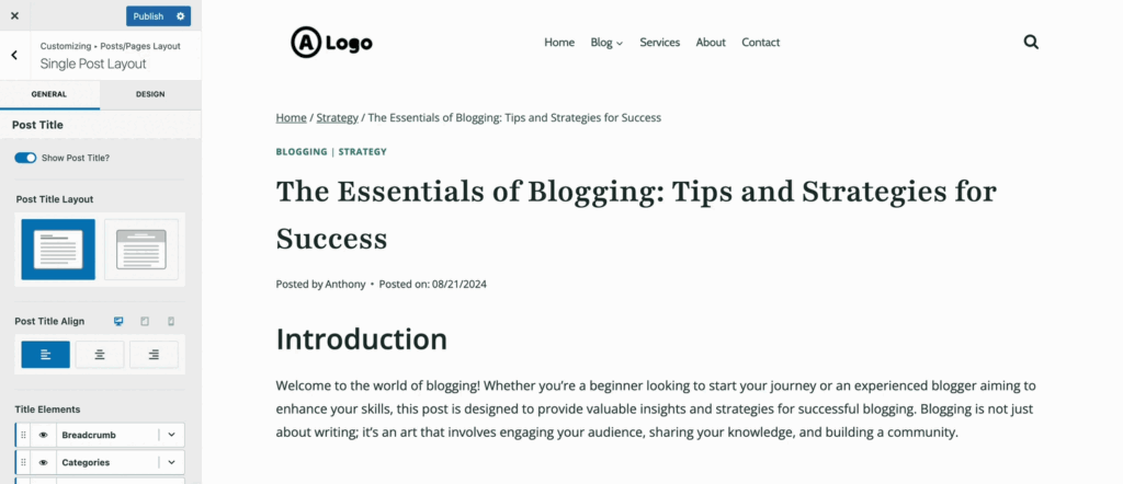 Single Post Layout Customizer Settings - Kadence WP Documentation