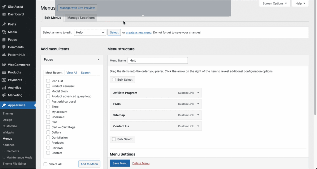 How to Add and Edit WordPress Menus - Kadence WP Documentation