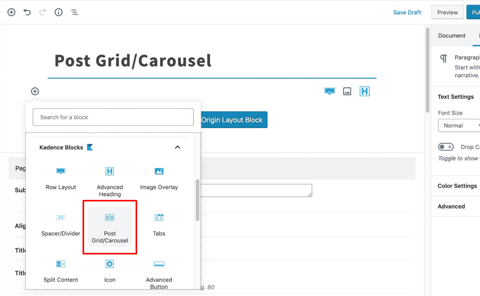 Post Grid Carousel Block Configure A Blog List Kadence Wp Documentation