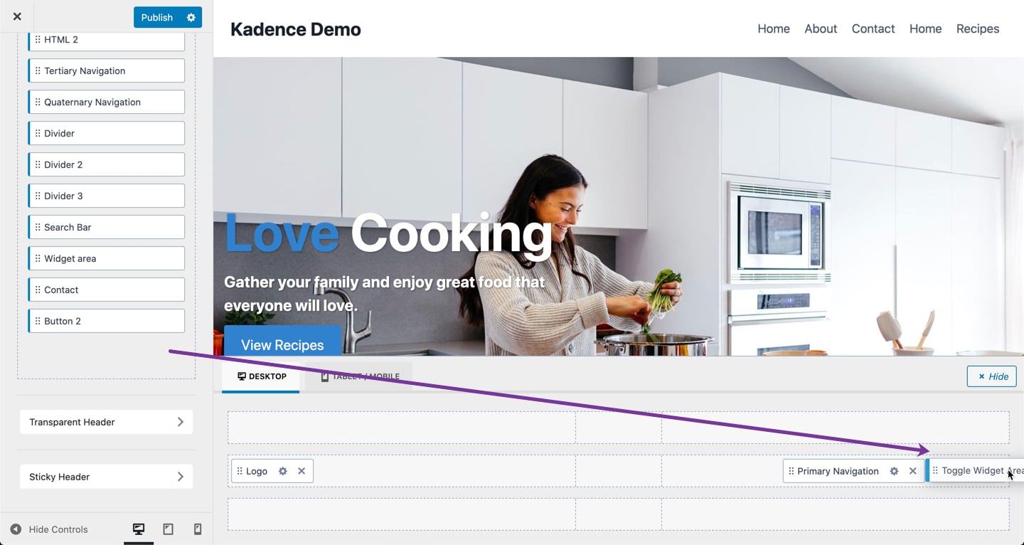 How to add a toggle open menu for desktop - Kadence WP Documentation